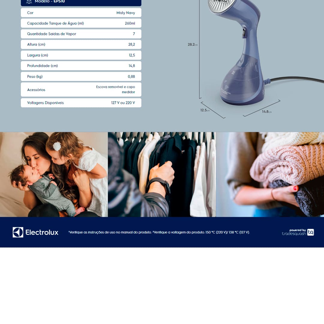 Vaporizador Passadeira de Roupas Portátil Electrolux Efficient | Ponto
