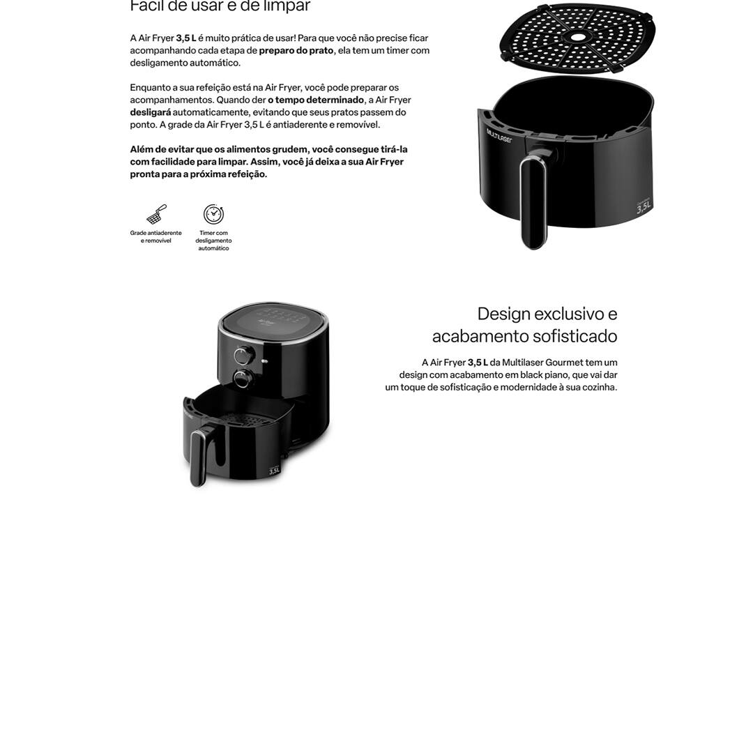 Fritadeira Elétrica sem óleo Air Fryer 3,5L | Ponto