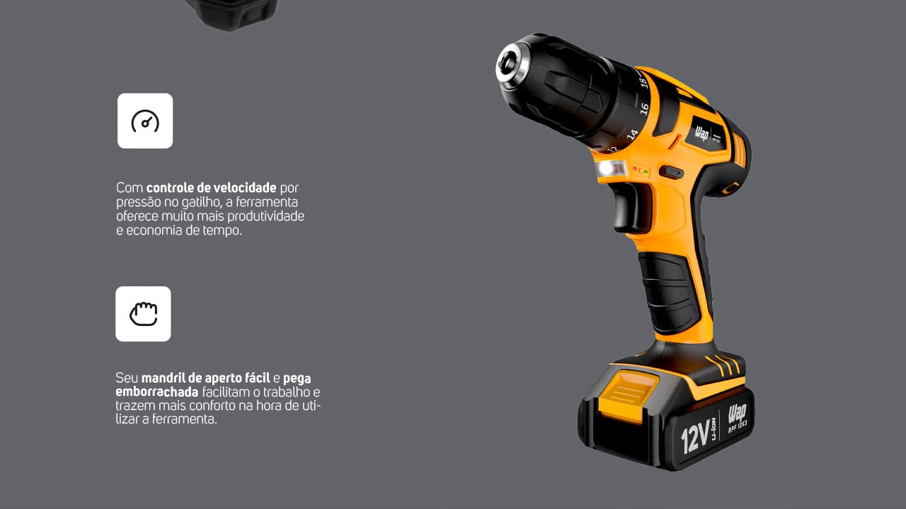 Parafusadeira e Furadeira WAP BPF 12K3 Carregador | Ponto