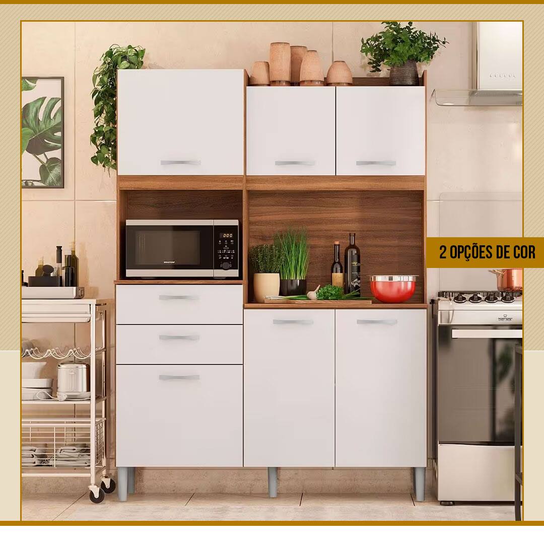 Cozinha Compacta Demóbile Harmonia com 6 Portas e 2 Gavetas | Ponto