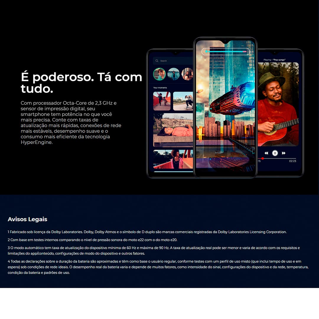 Smartphone Motorola Moto E22 Azul 128GB, | Ponto
