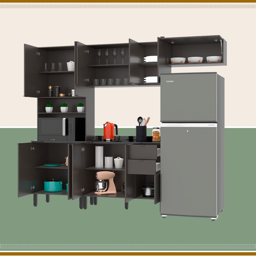 Cozinha Completa Bartira Joy com 11 Portas, | Ponto