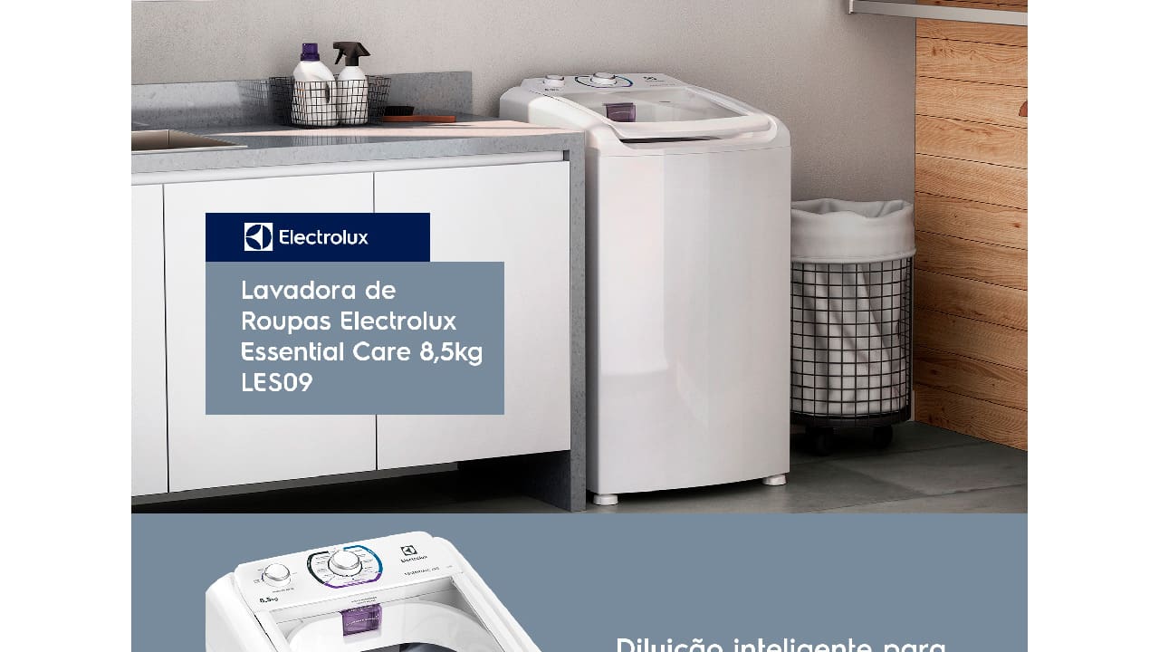 Lavadora de Roupas Electrolux 8,5kg LES09 Essential | Extra