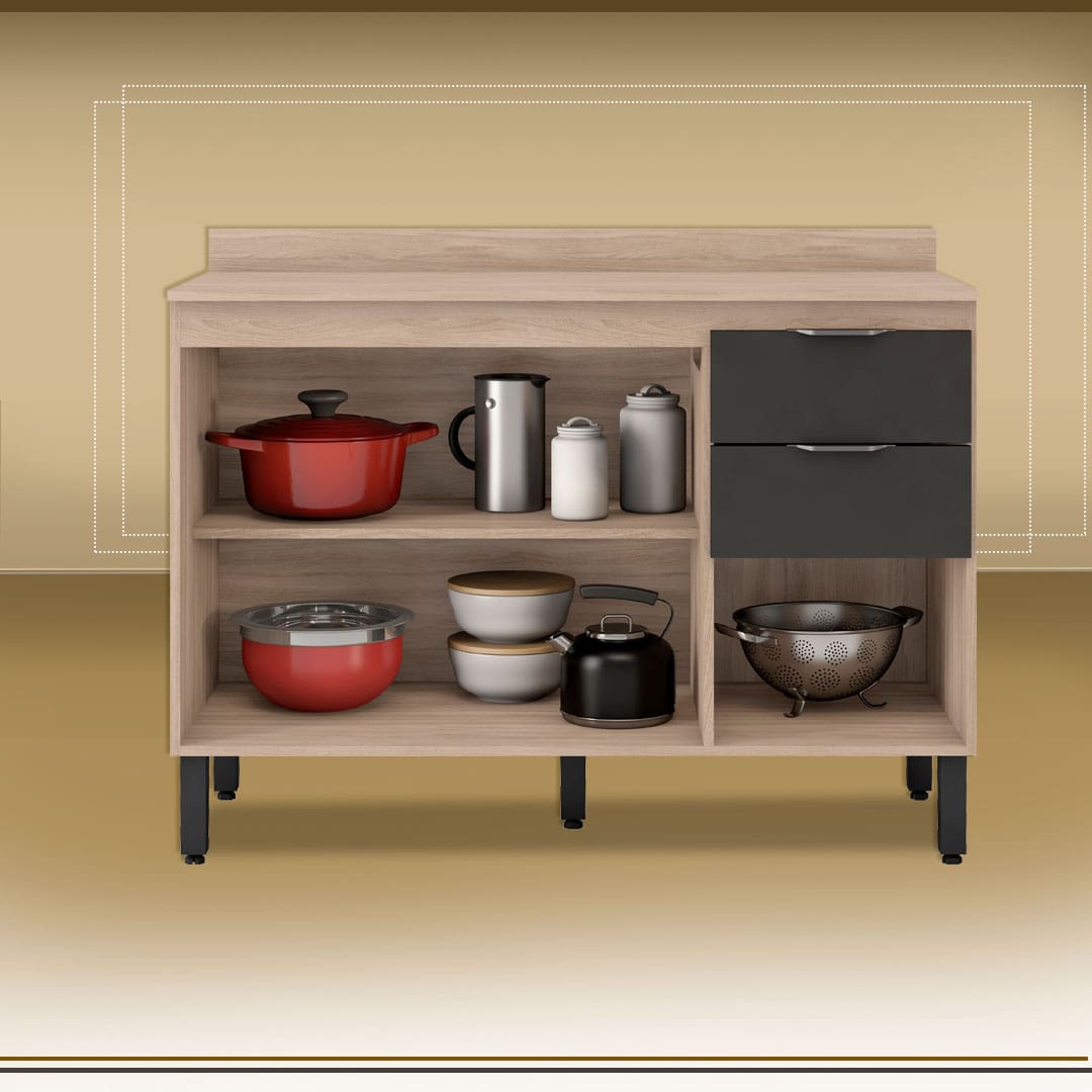 Balcão Demóbile Firenze com 3 Portas, 2 Gavetas e 1 Prateleira | Extra