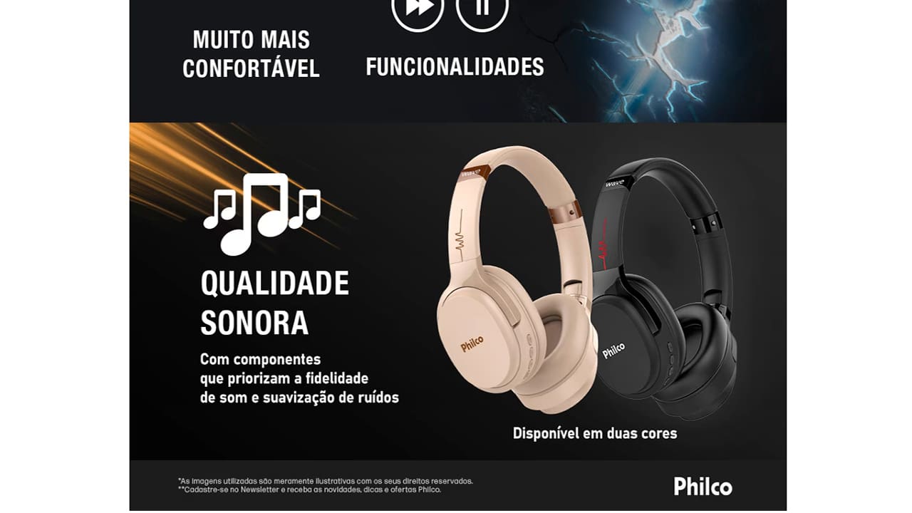 Fone de Ouvido Sem Fio Philco PFO01BTG Wave | Ponto