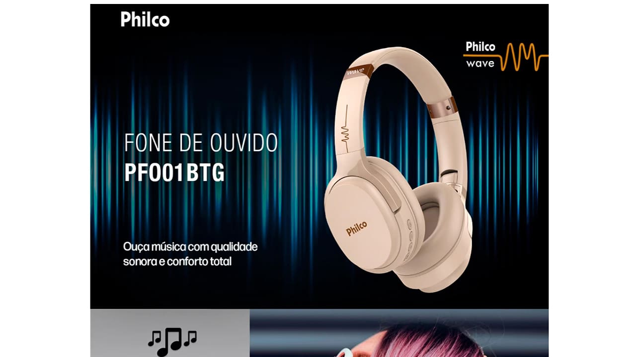Fone de Ouvido Sem Fio Philco PFO01BTG Wave | Ponto