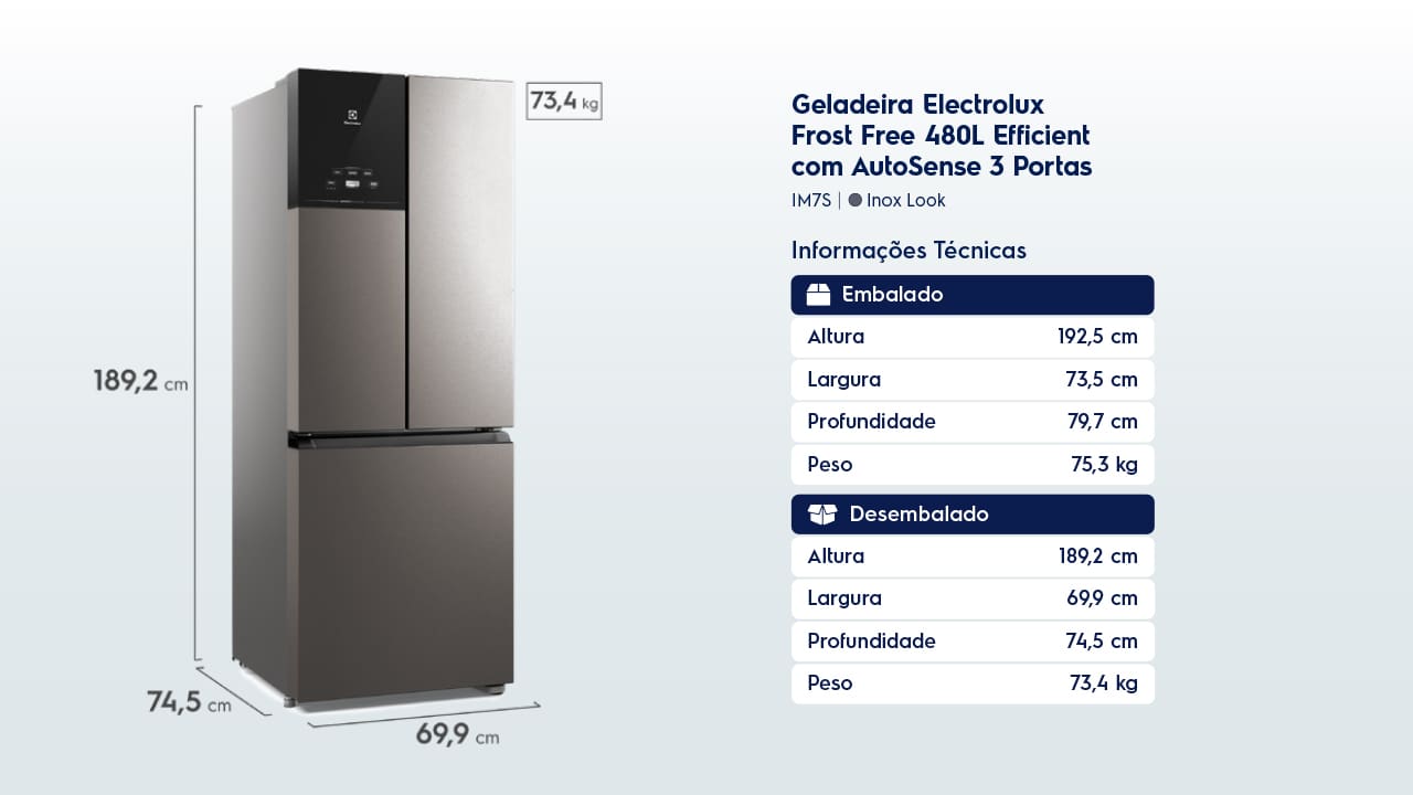 Geladeira Electrolux IM7S Frost Free Inverter | Extra