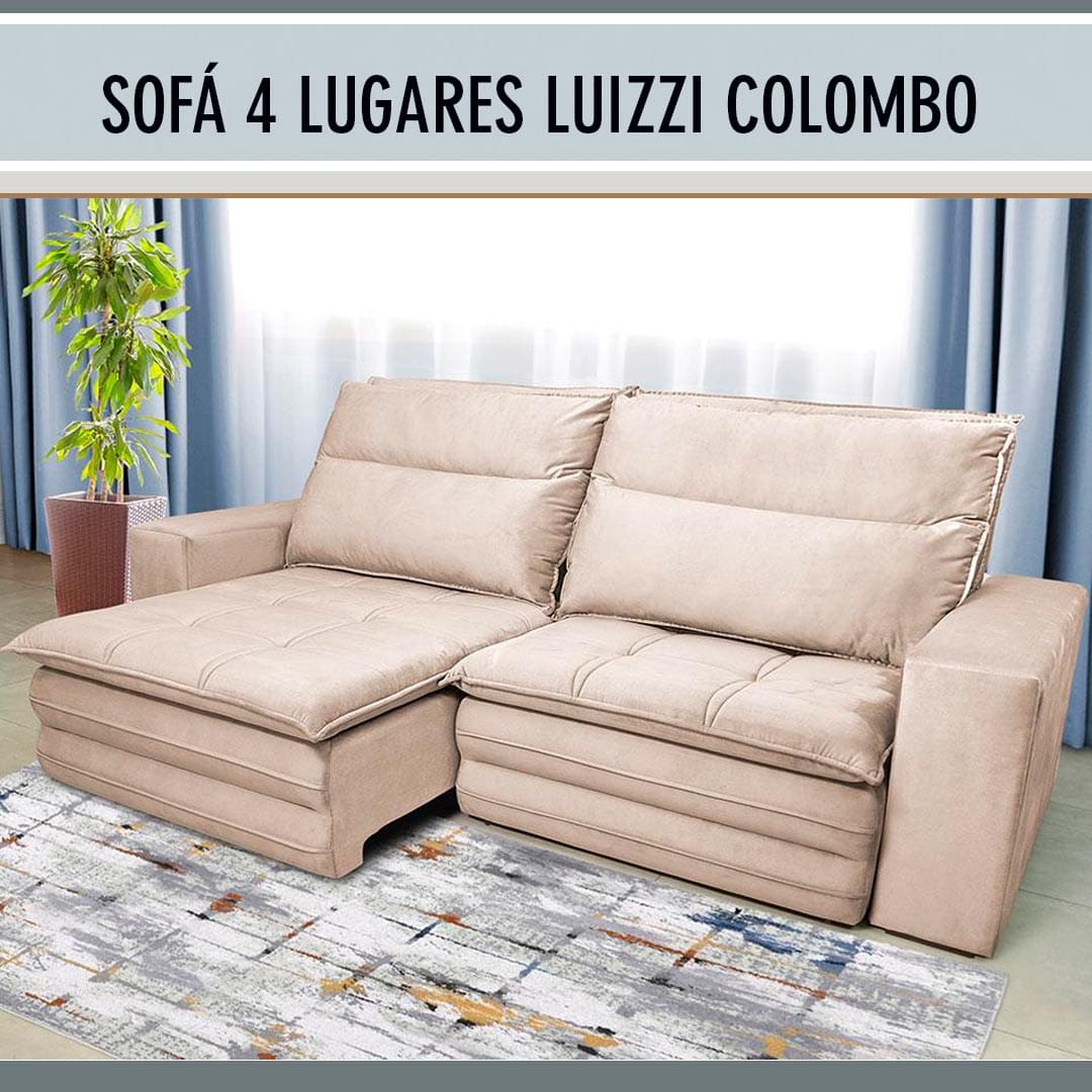 Sofá 4 Lugares Luizzi Colombo Retrátil e Reclinável, | Extra