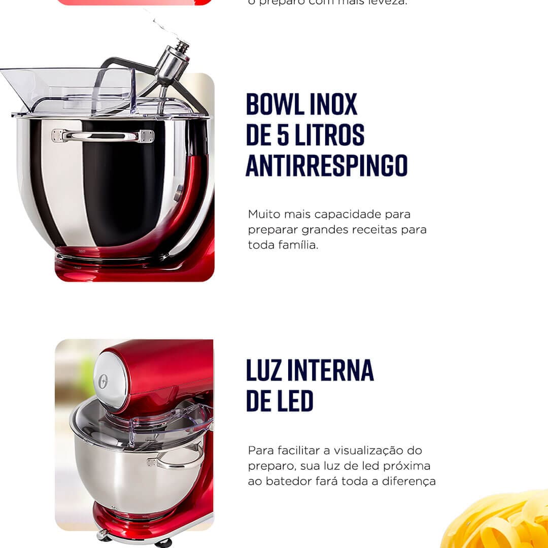 Batedeira Planetária Oster OBAT911 com 8 Velocidades e Display | Casas Bahia