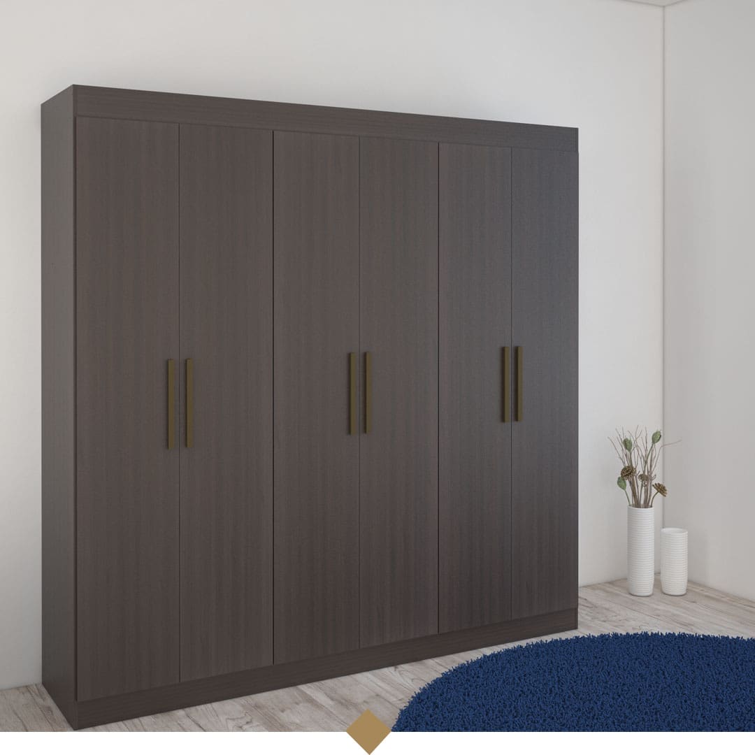 Guarda-Roupa Bartira Ville com 6 Portas e 2 Gavetas - 200,5cm | Extra