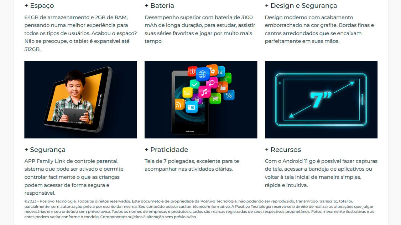 Tablet Positivo Twist Tab+ com Tela 7”, 64GB, | Ponto