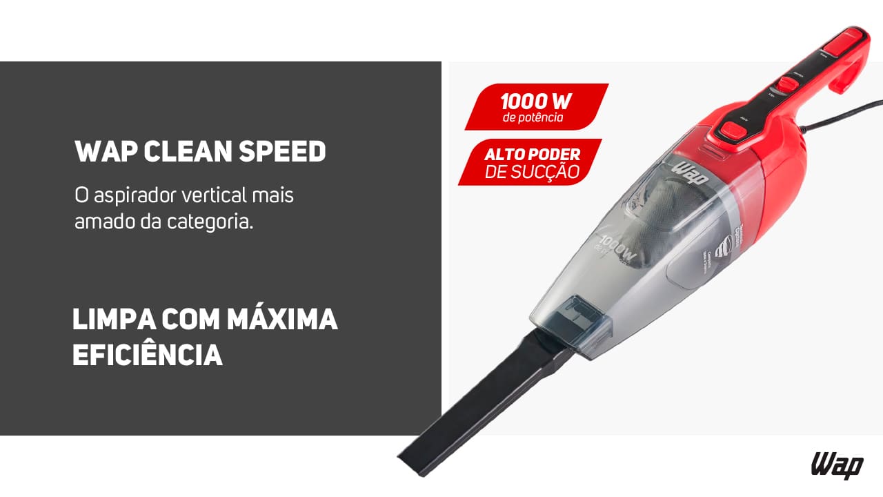 Aspirador de Pó WAP Clean Speed Vertical | Extra