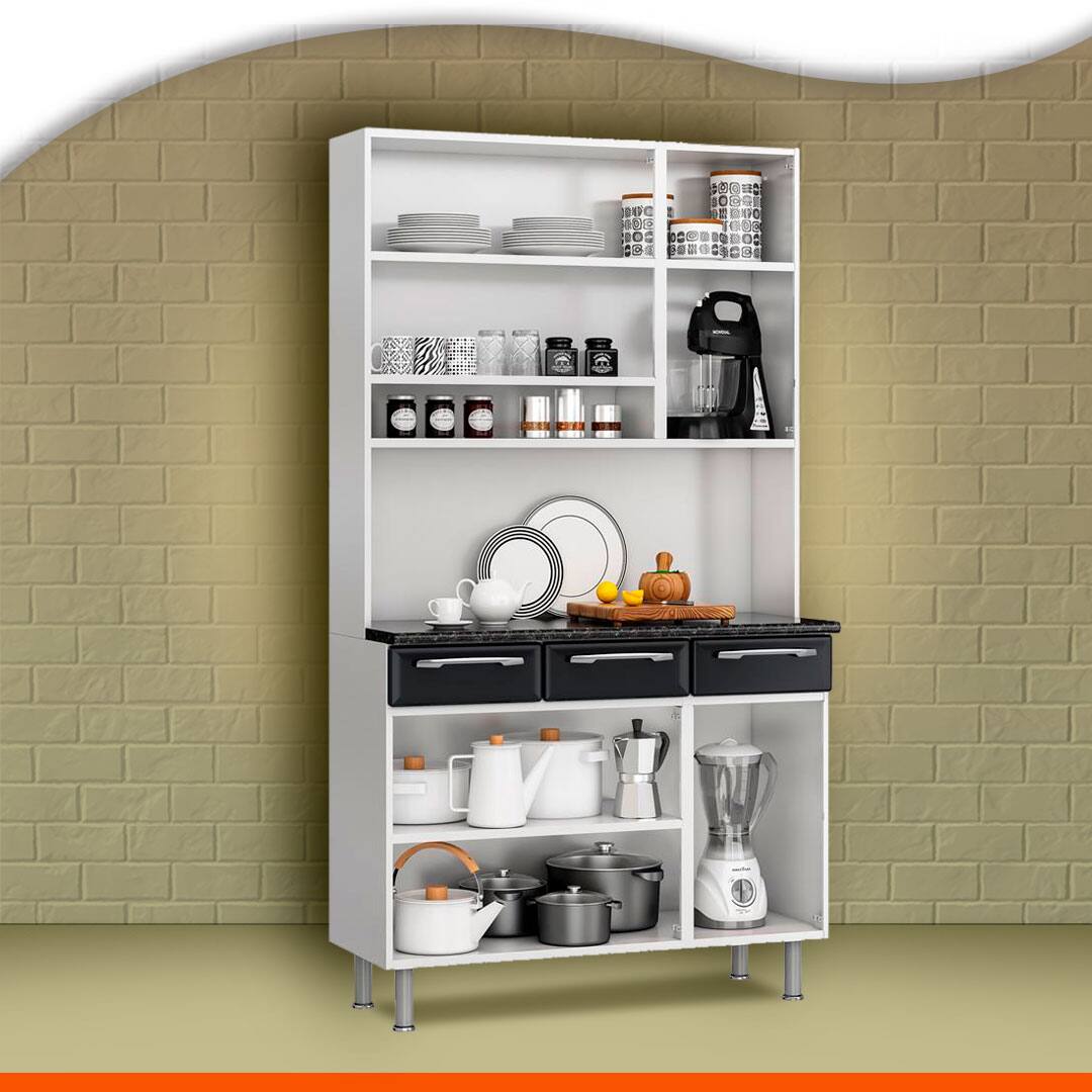 Cozinha Compacta Itatiaia Prisma com 6 Portas e 3 Gavetas | Extra