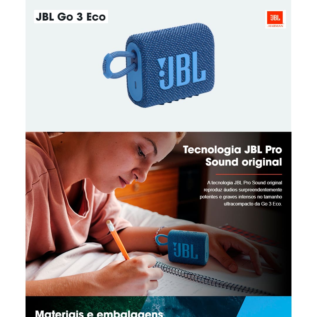 Caixa de Som Portátil JBL GO3 Eco | Ponto