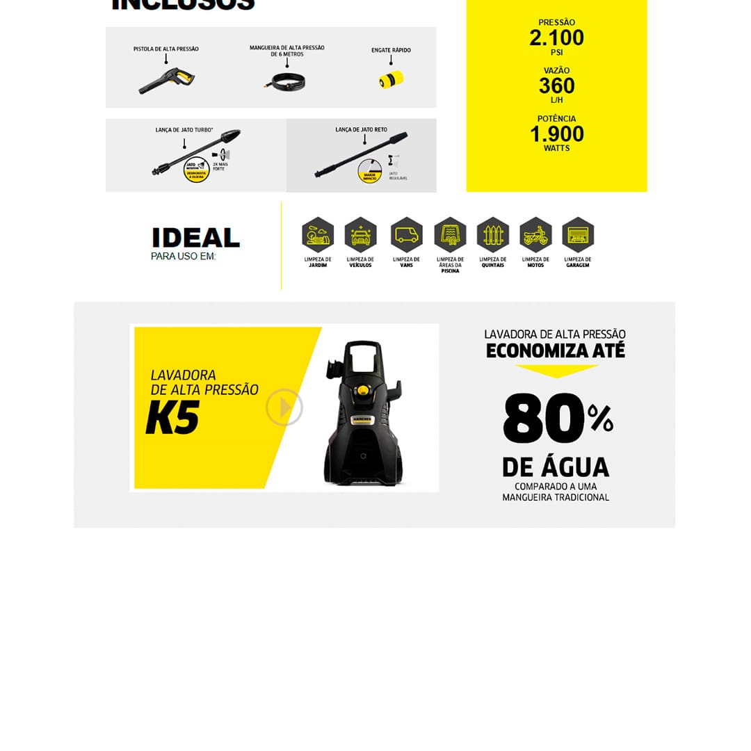 Lavadora de Alta Pressão Karcher K5 1.900W | Ponto