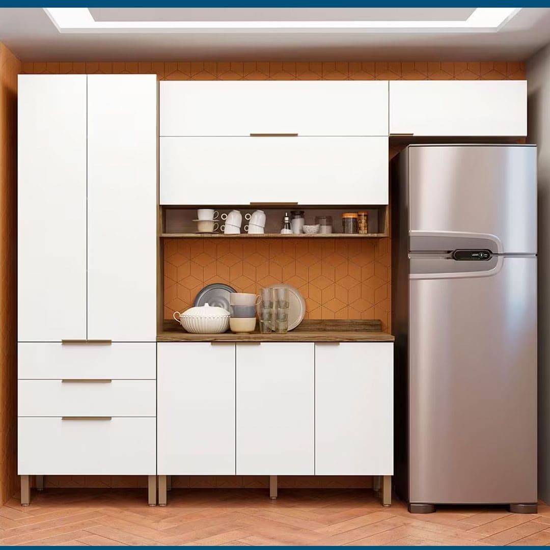 Cozinha Compacta Bartira Topázio UP com 8 Portas, | Ponto