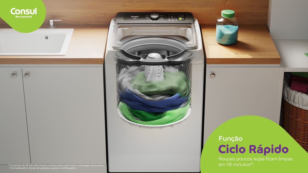 Lavadora de Roupas Consul 15kg CWN15AB com Modo | Ponto