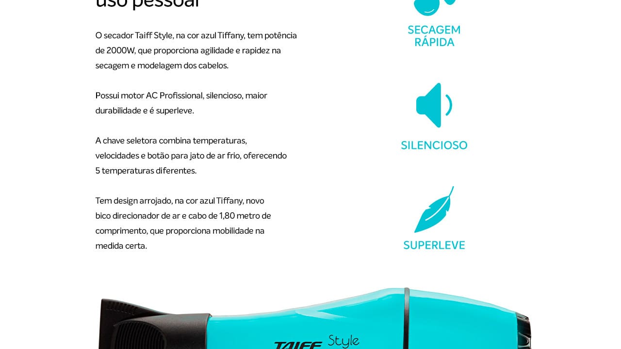 Secador de Cabelos Taiff Style Tiffany Motor | Ponto