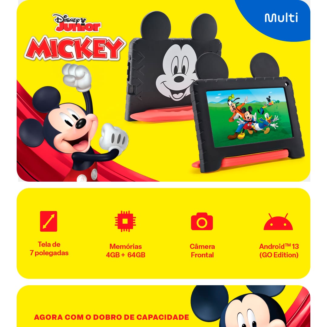 Tablet Infantil Multi Mickey NB413 Wi-Fi, | Ponto