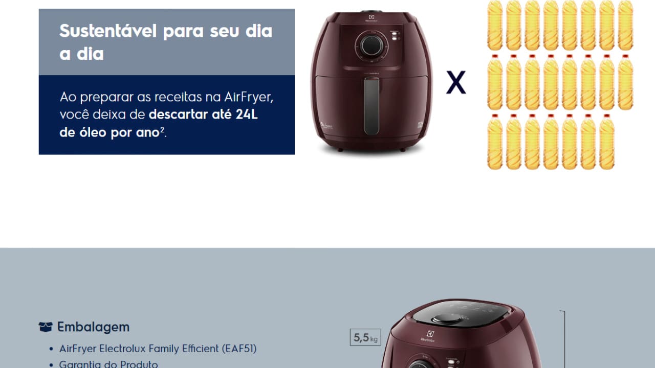 Fritadeira Elétrica Sem Óleo Air Fryer Electrolux | Extra
