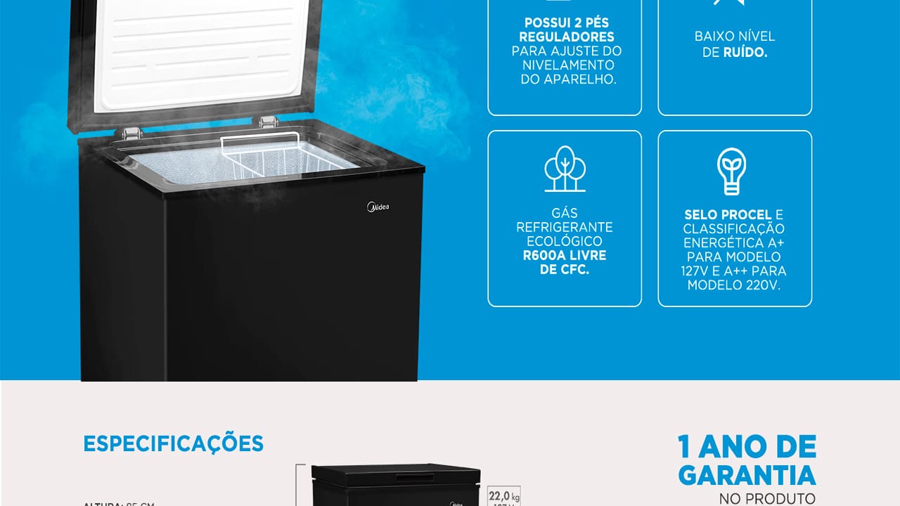 Freezer Horizontal Midea Digital FlexBeer Preto | Ponto