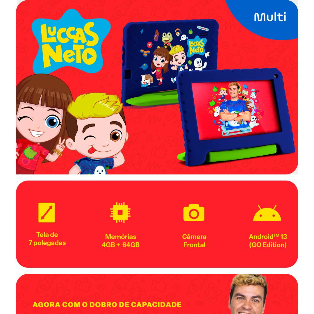 Tablet Infantil Multi Luccas Neto NB423 | Ponto