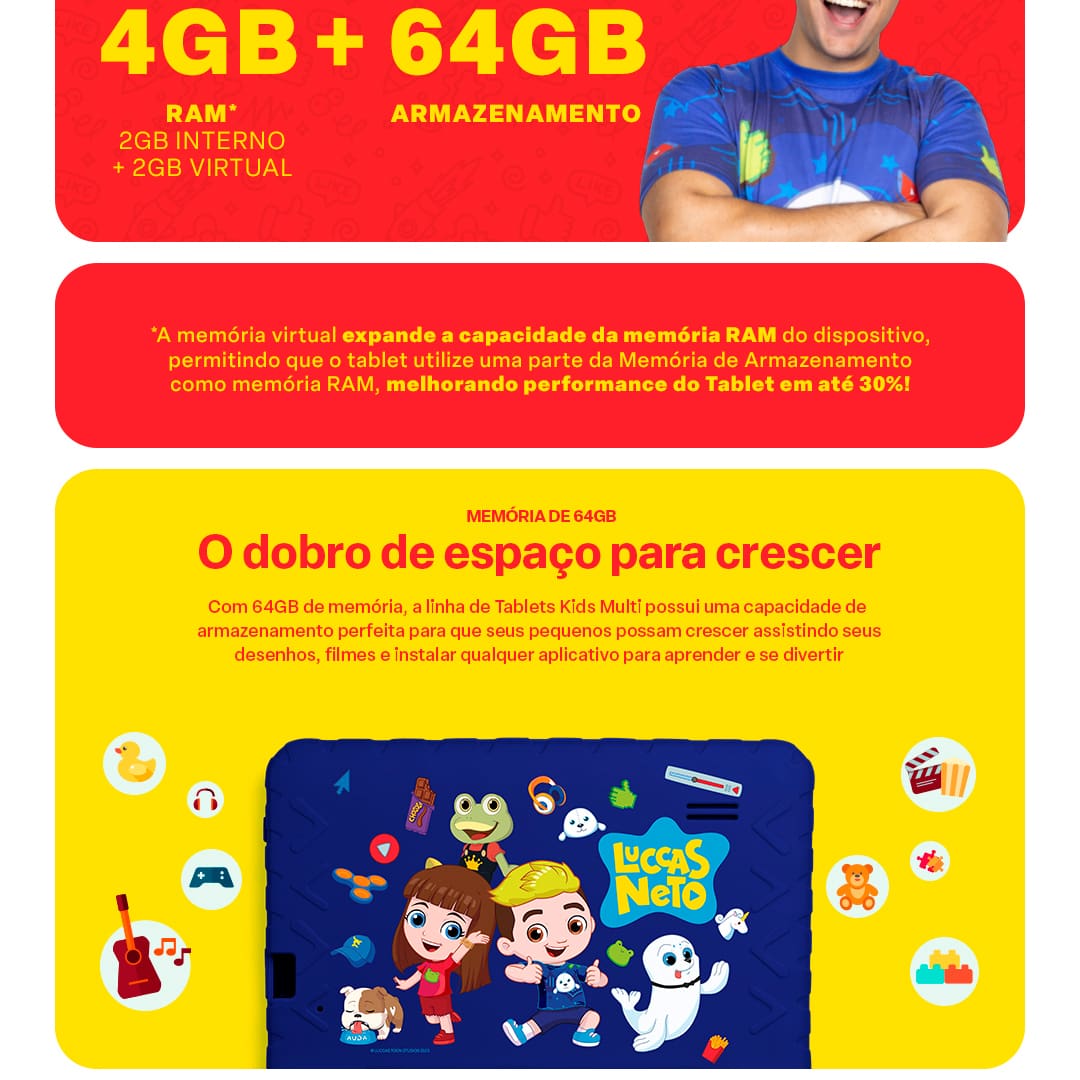 Tablet Infantil Multi Luccas Neto NB423 | Ponto