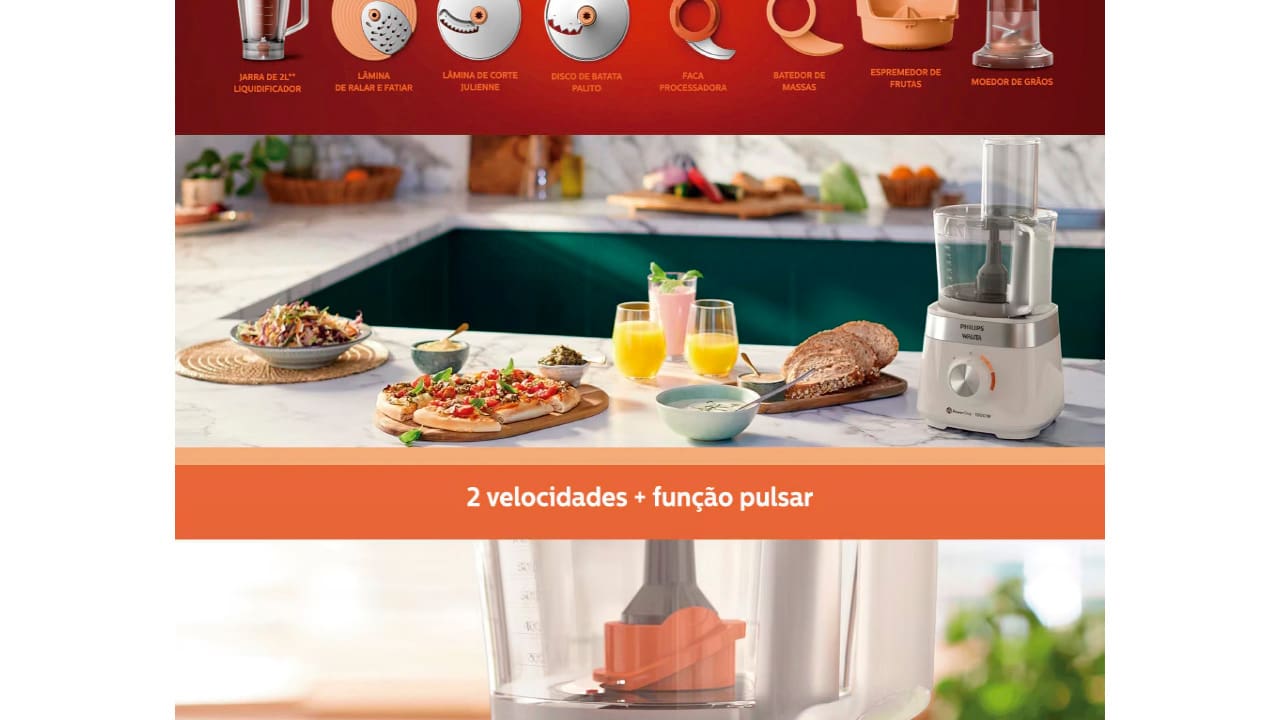 Processador de Alimentos Philips Walita PowerChop RI7303 | Extra