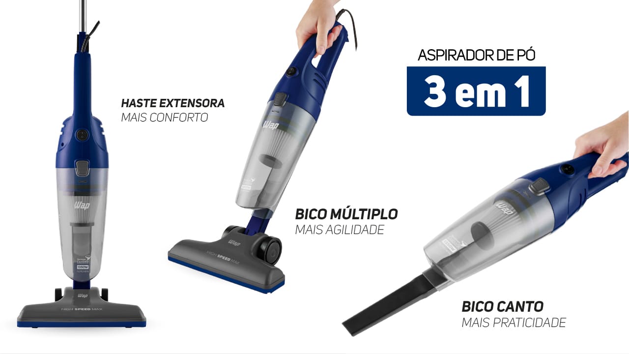 Aspirador de Pó Vertical Wap 3 em 1 High | Extra