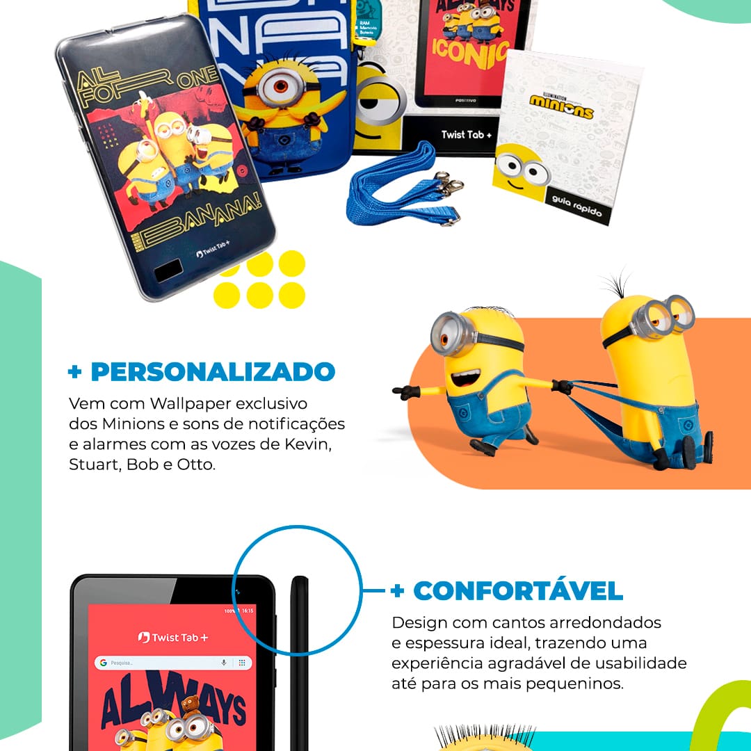 Tablet Positivo Twist Tab Minions+ com Tela 7", | Ponto