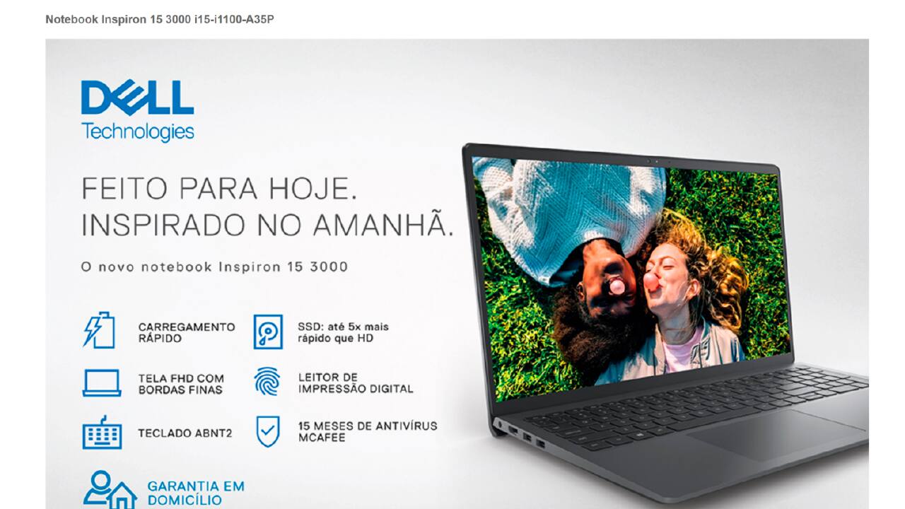 Notebook Dell Core i5-1135G7 8GB 256GB | Extra