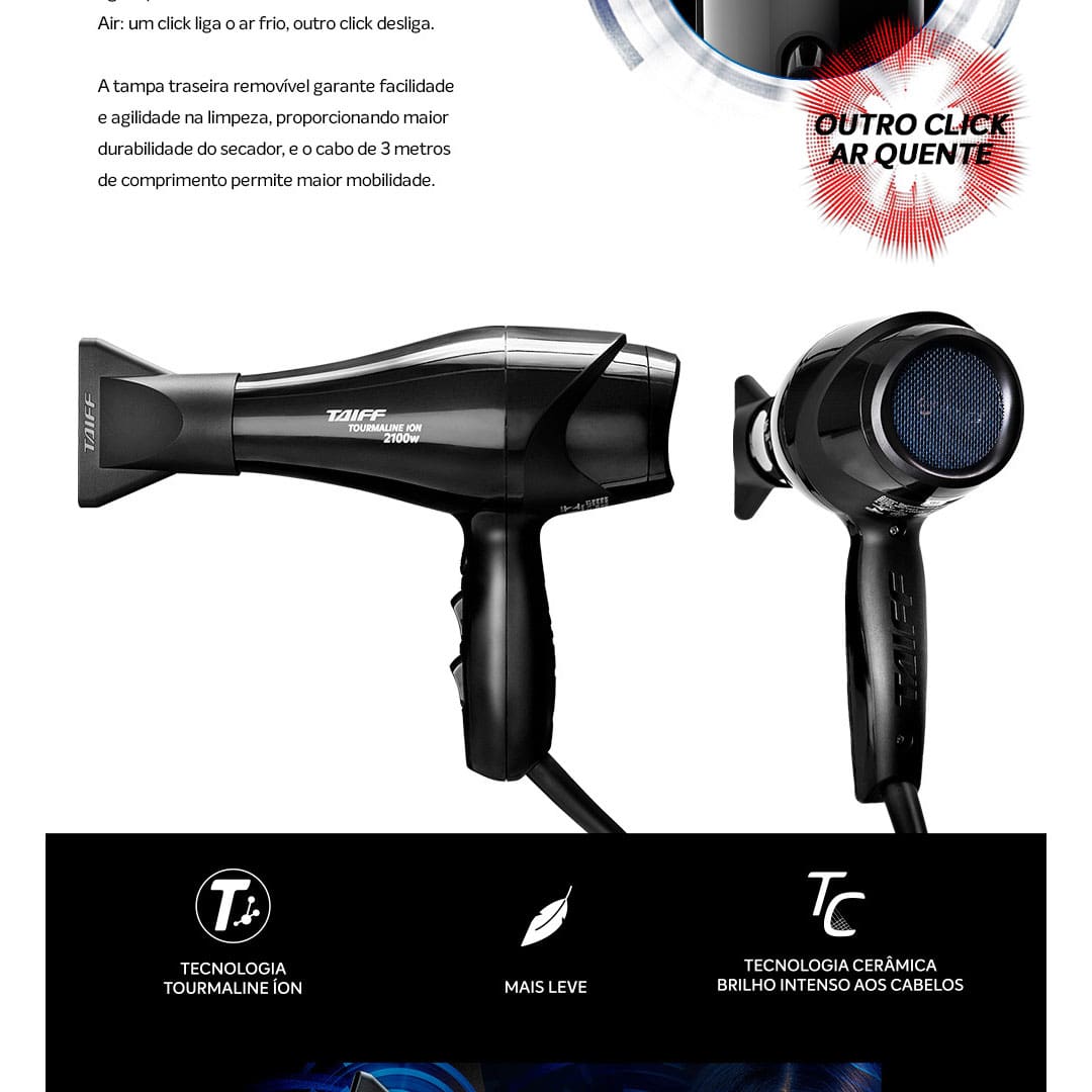Secador de Cabelos Taiff Tourmaline Ion Motor | Extra