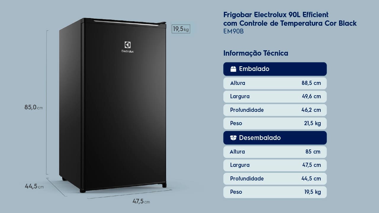 Frigobar Electrolux 90L EM90B com Controle de Temperatura | Ponto