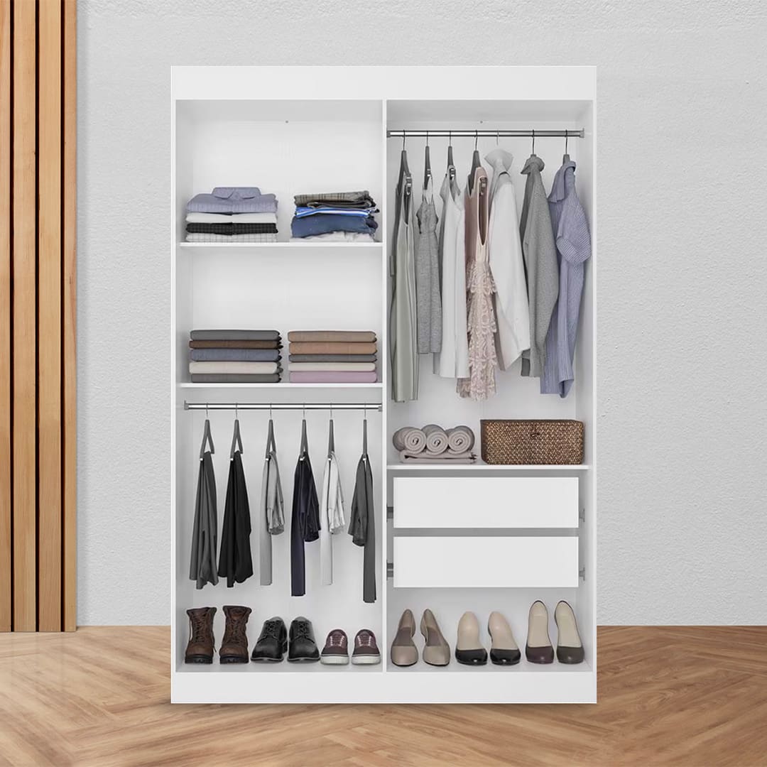 Guarda-Roupa Bartira Ville com 4 Portas, 2 Gavetas e 2 Prateleiras | Extra