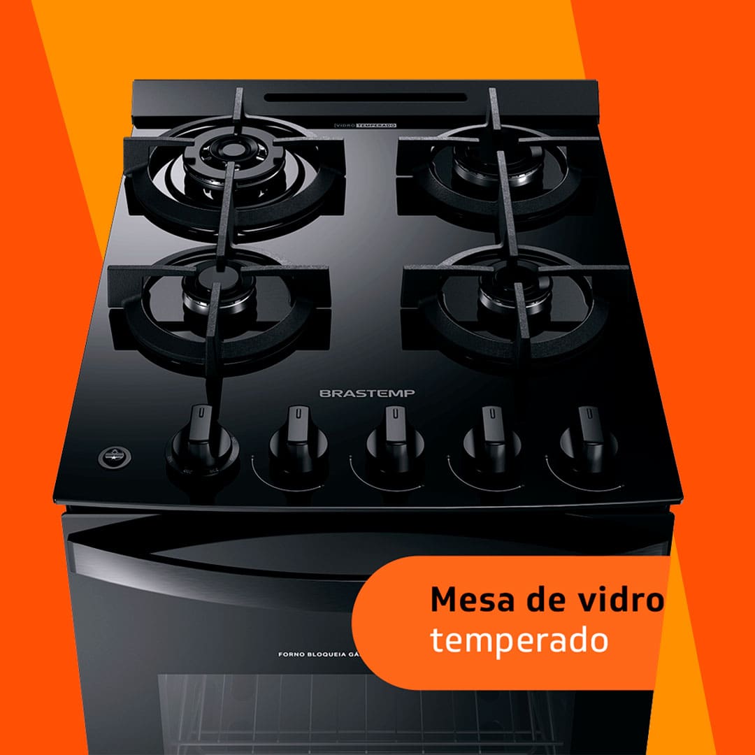 Fogão Brastemp 4 Bocas BFO4XAE com Mesa de Vidro | Extra