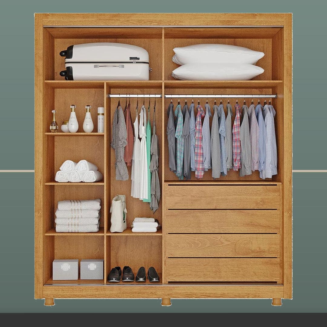 Guarda-Roupa Solteiro Mademarques Hamburgo com 2 Portas, 4 Gavetas | Ponto
